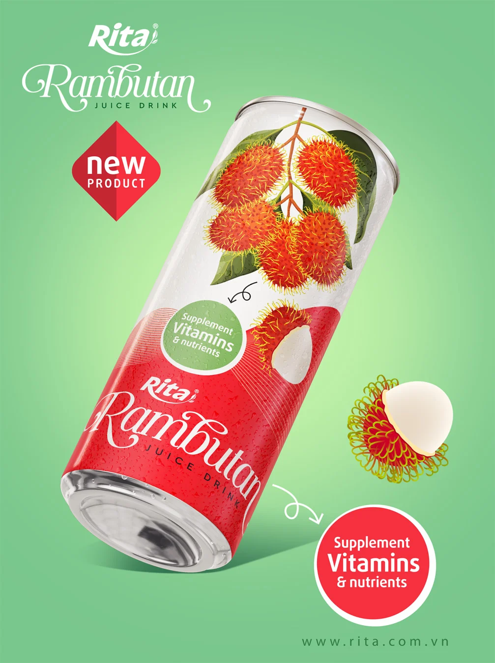 Fruit Juice: Best natural 320ml canned Rambutan juice private label