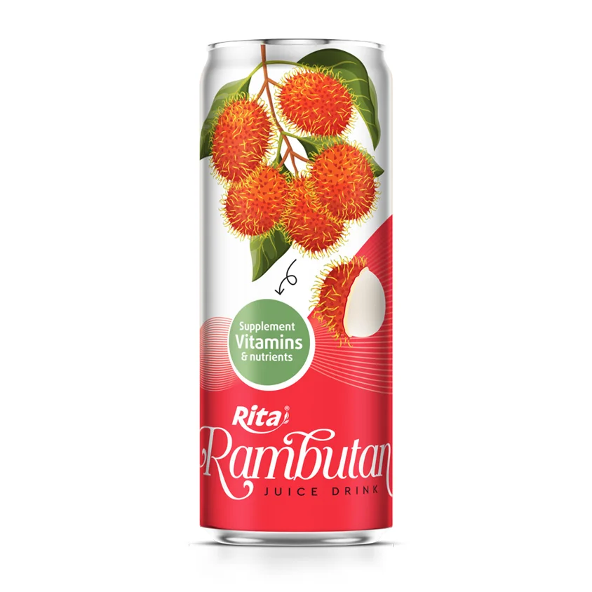 Fruit Juice: Best natural 320ml canned Rambutan juice private label
