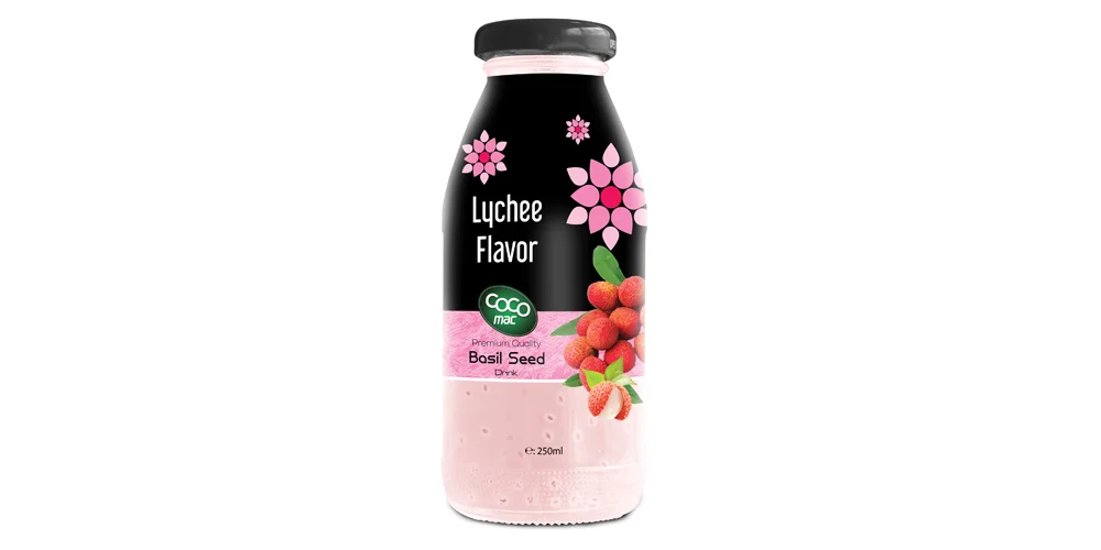 Soft Drink: basil seed with lychee flavor 250ml glass bottle