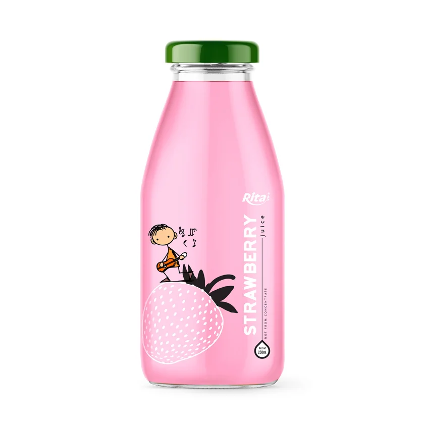 Fruit Juice: glass bottle 250ml fresh strawberry fruit juice