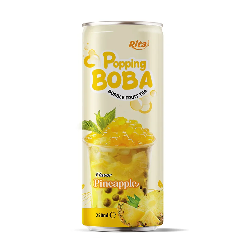 Tea Drink: Beverage Distributors Pineapple Flavor Bubble Tea 250ml Can